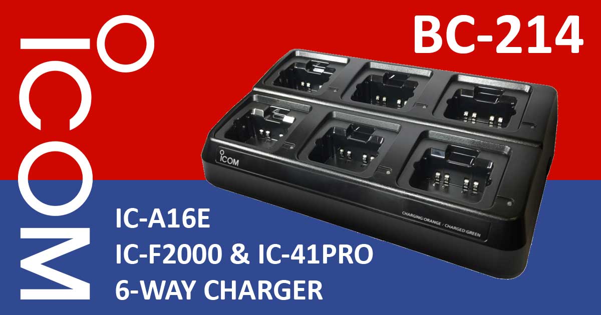 Icom BC-214 IC-F2000, IC-A16E & IC-41PRO 6-Way Charger
